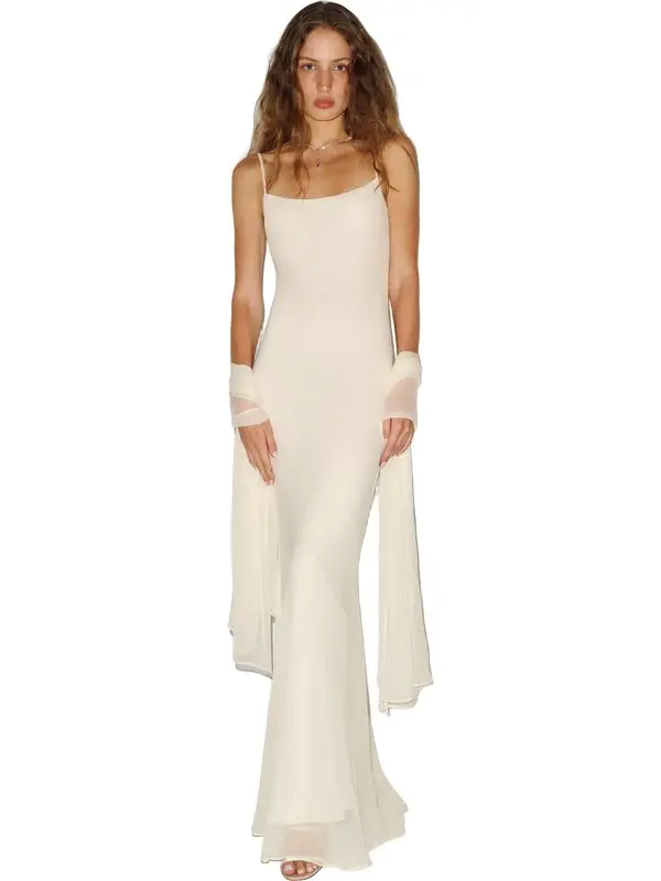 REFORMATION Rida Silk Chiffon Dress - Ivory