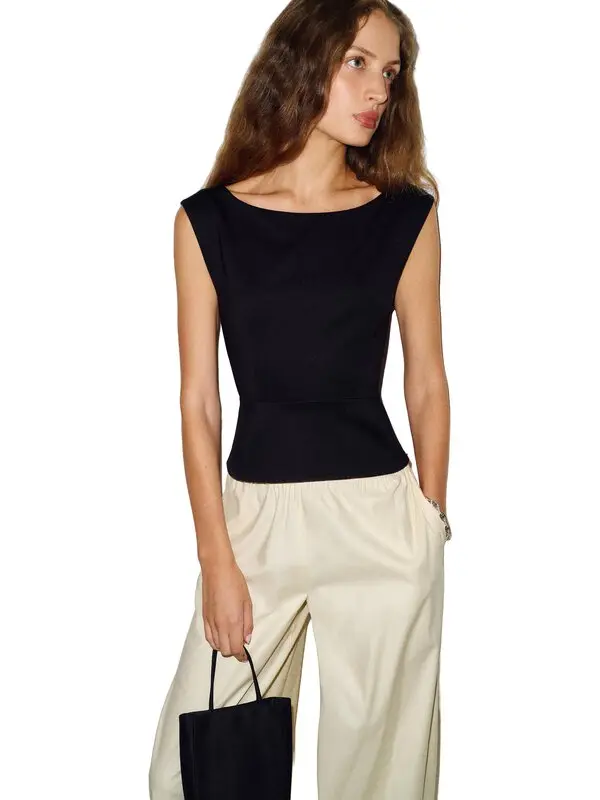 REFORMATION Elina Knit Top - Black