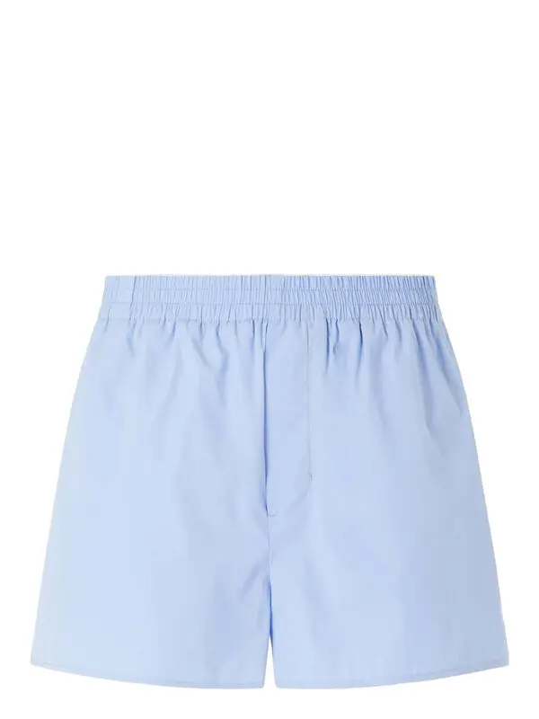 AMI Paris Straight-leg Embroidered Cotton-poplin Shorts - Blue