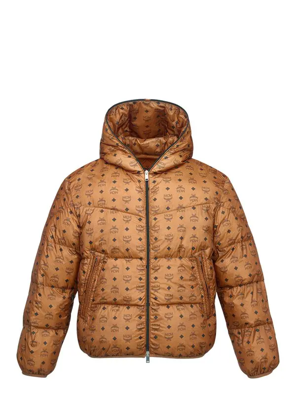 Mcm Monogram Ripstop Nylon Puffer Jacket - Cognac