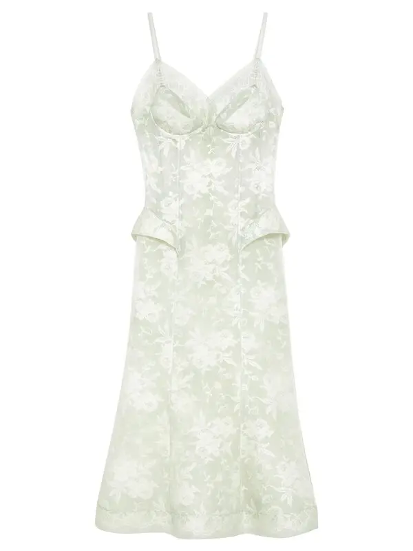 Alexander McQueen Floral Lace Midi Dress - Light Green