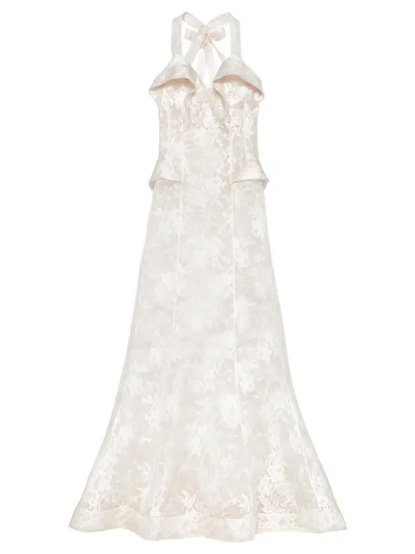 Alexander McQueen Floral Lace Evening Dress - Pink