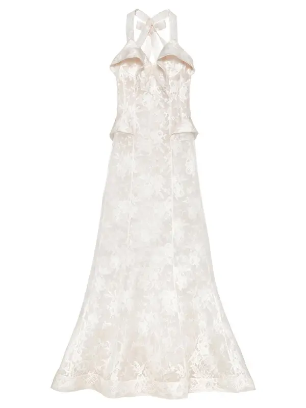 Alexander McQueen Floral Lace Evening Dress - Pink