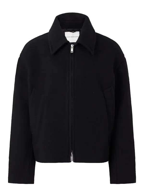 Studio Nicholson Wool And Cashmere-blend Zip-up Blouson Jacket - Black