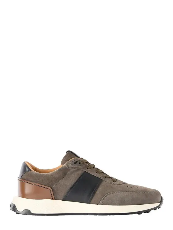 TOD'S Leather-trimmed Suede Sneakers - Brown