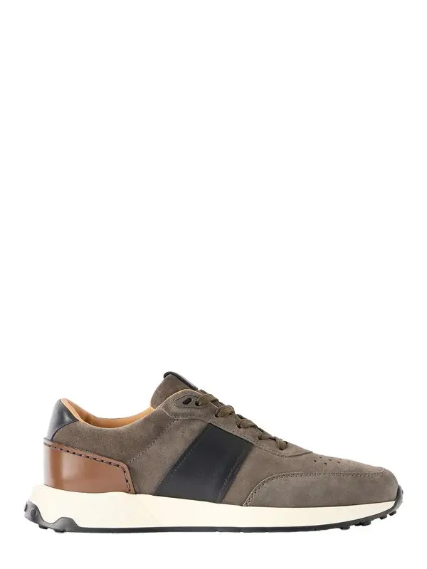 TOD'S Leather-trimmed Suede Sneakers - Dark Brown