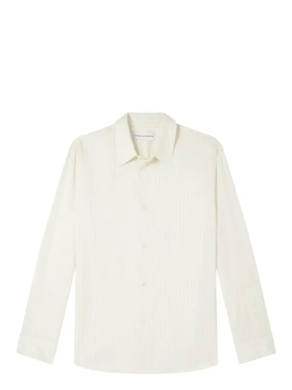 Studio Nicholson View Striped Silk And Cotton-blend Shirt - Neutrals