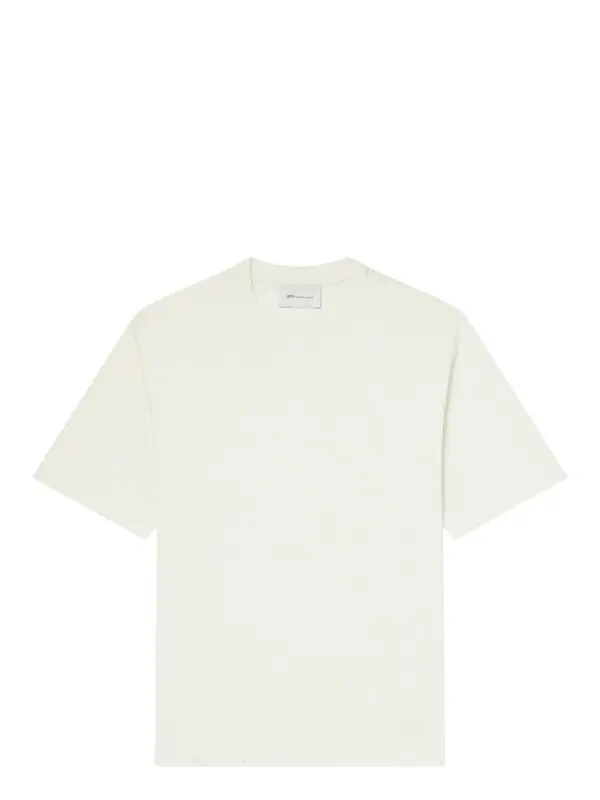 AMI Paris Logo-embroidered Cotton-jersey T-shirt - Neutrals