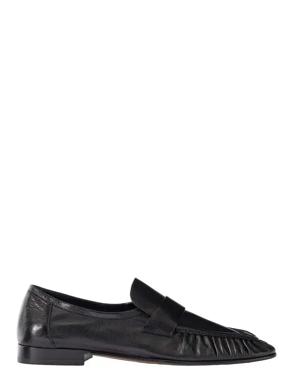THE ROW Gathered Leather Loafers - Black