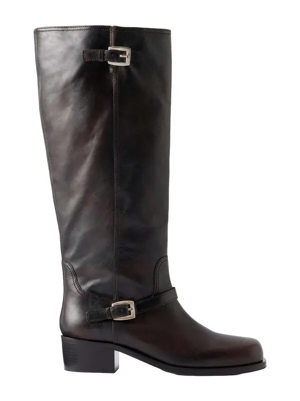 Staud Brooklyn Leather Knee Boots - Brown