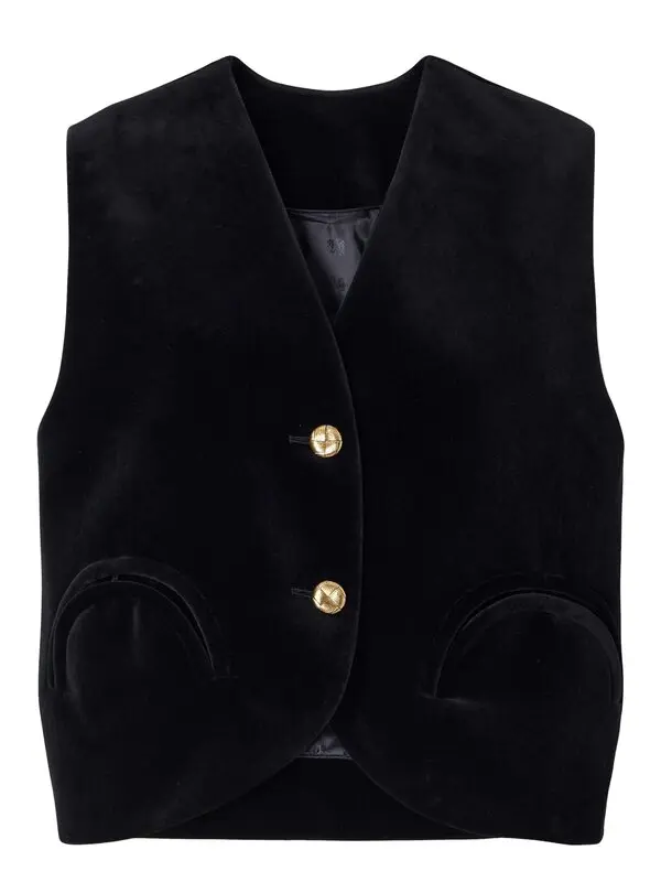 BLAZÉ MILANO Gliss Cotton-velvet Vest - Black