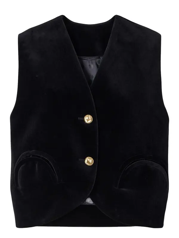 BLAZÉ MILANO Gliss Cotton-velvet Vest - Black