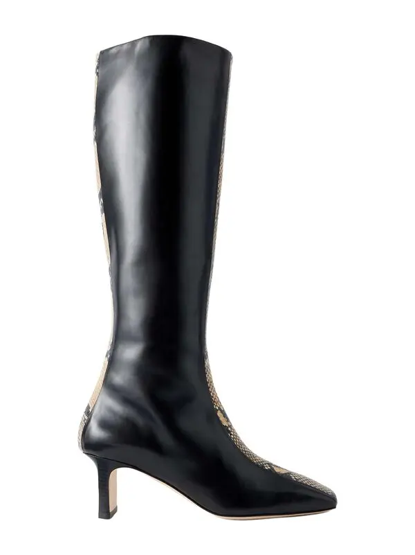 AeydĒ Bita 55 Snake-effect Leather Knee-boots - Black