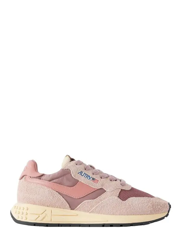 AUTRY Reelwind Low Leather And Suede-trimmed Mesh And Shell Sneakers - Pink