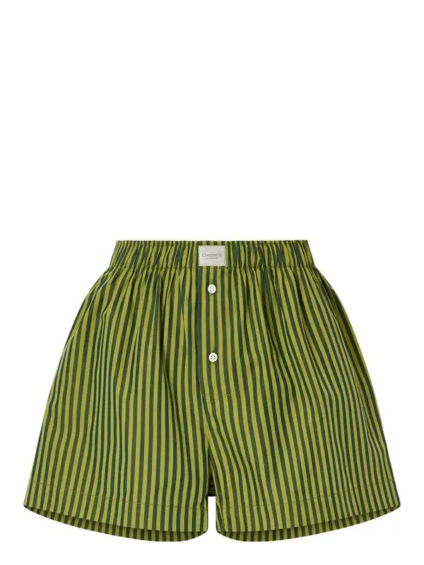 Comme Si La Boxer Classica Cotton-poplin Shorts - Green