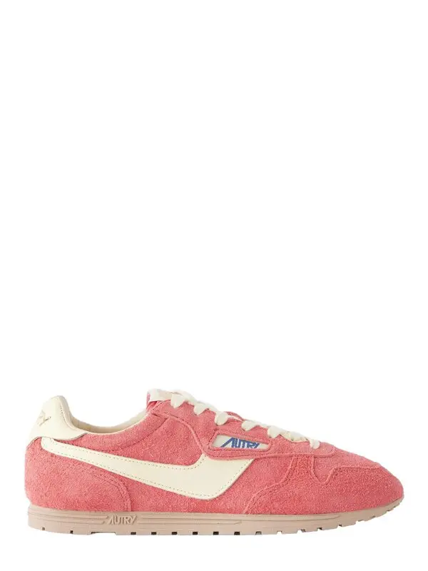 AUTRY Reelwind Low Leather-trimmed Suede Sneakers - Red