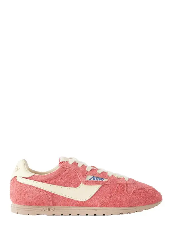AUTRY Reelwind Low Leather-trimmed Suede Sneakers - Red