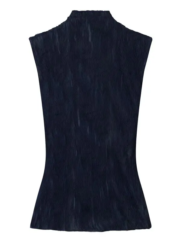 Issey Miyake Twist Plissé-chiffon Top - Blue