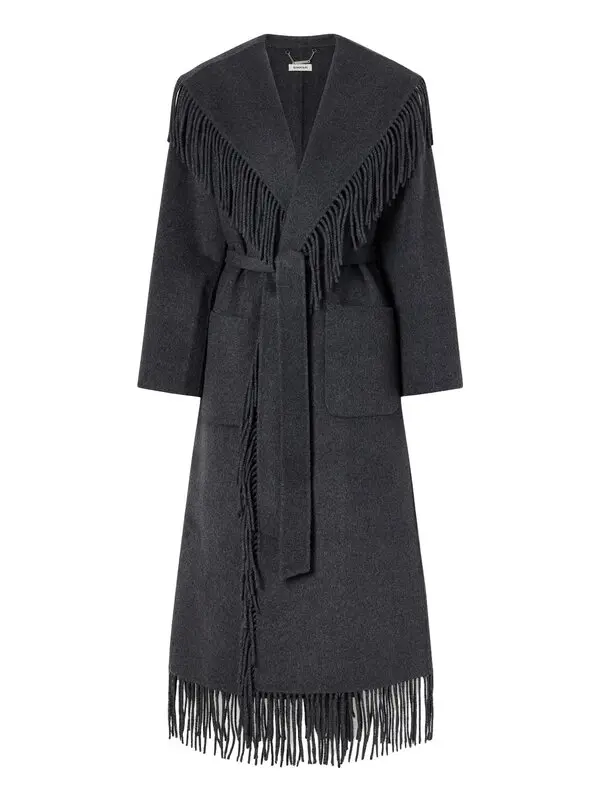 Simkhai Carrie Fringed Wool-blend Coat - Gray