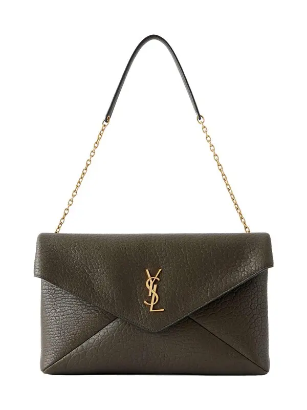 Saint Laurent Cassandre Textured-leather Shoulder Bag - Gray