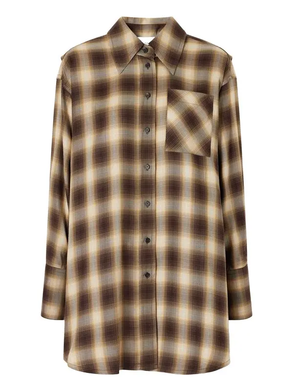 Co Checked Lyocell Shirt - Brown