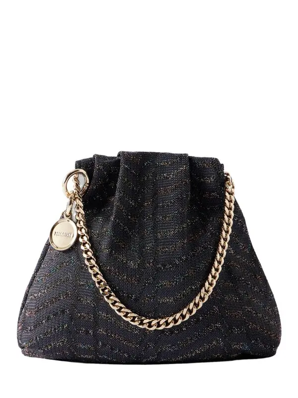 Missoni Greek Key Striped Metallic Shoulder Bag - Blue