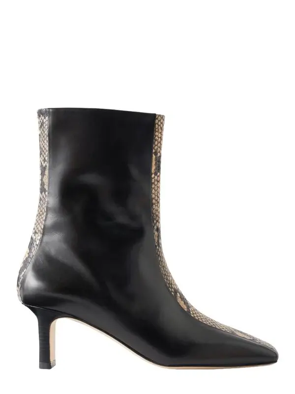 AeydĒ Billie Stripe 55 Snake-effect Trimmed Leather Ankle Boots - Black