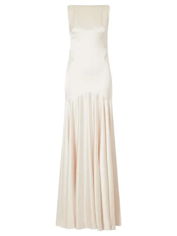 ILKYAZ OZEL Datura Draped Satin Gown - Off-white