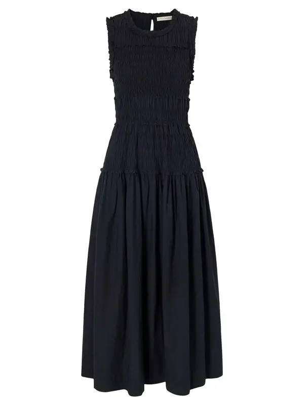 DÔEN Mallory Cotton-poplin Midi Dress - Black