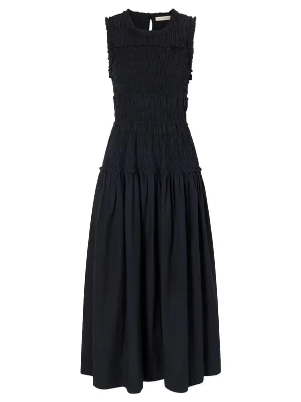 DÔEN Mallory Cotton-poplin Midi Dress - Black
