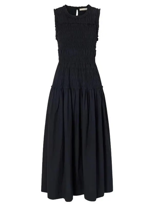 DÔEN Mallory Cotton-poplin Midi Dress - Black