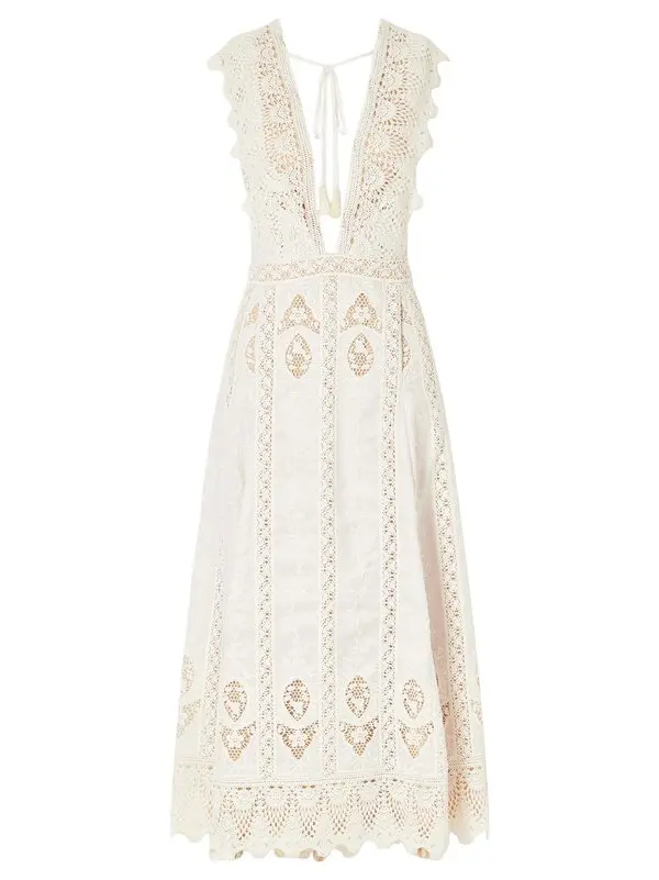 Johanna Ortiz Grace In The Open Fields Crochet Maxi Dress - Neutrals