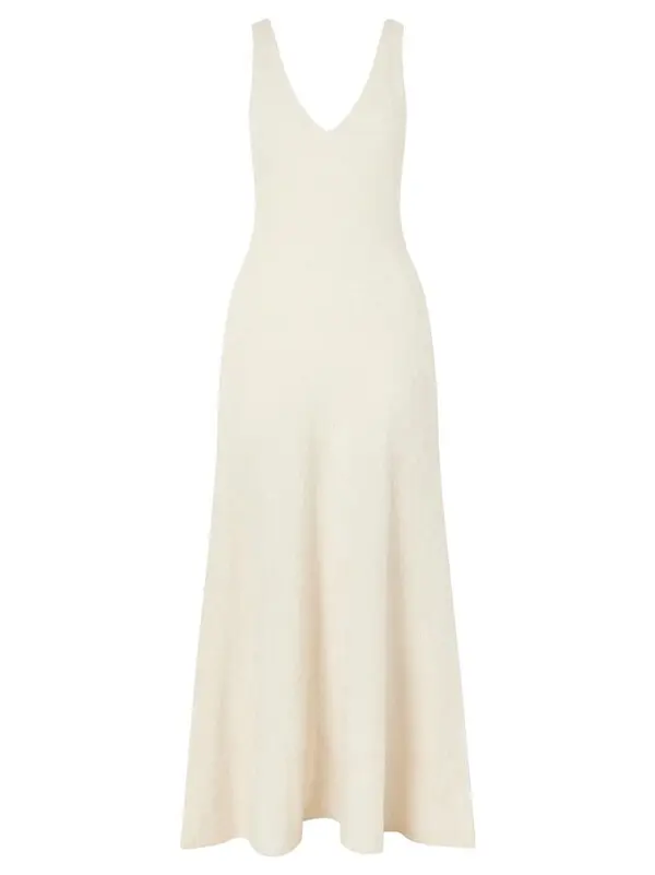 Gabriela Hearst Lady Hall Plush-effect Cashmere And Silk-blend Maxi Dress - Neutrals