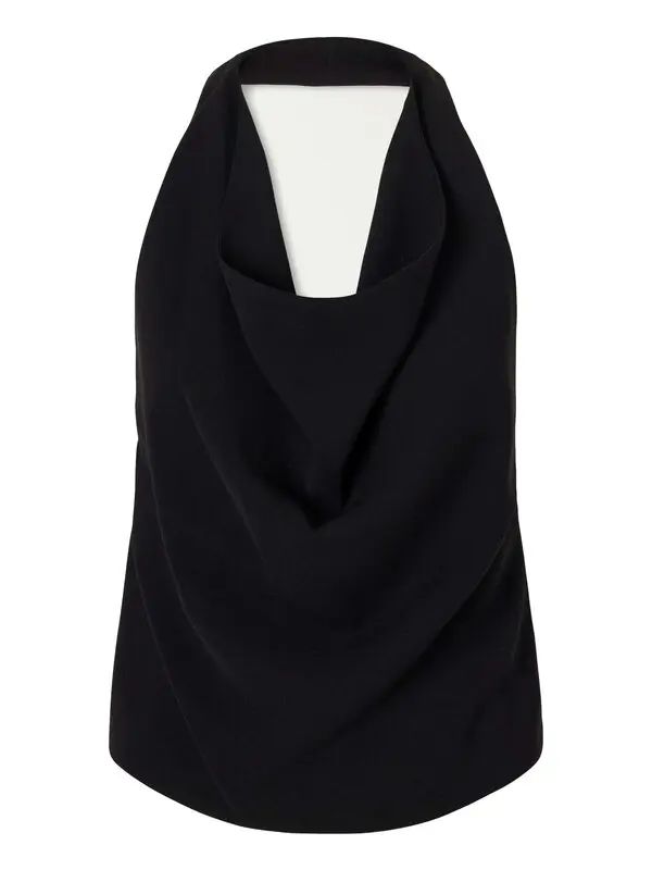 ILKYAZ OZEL Assisi Draped Crepe Top - Black