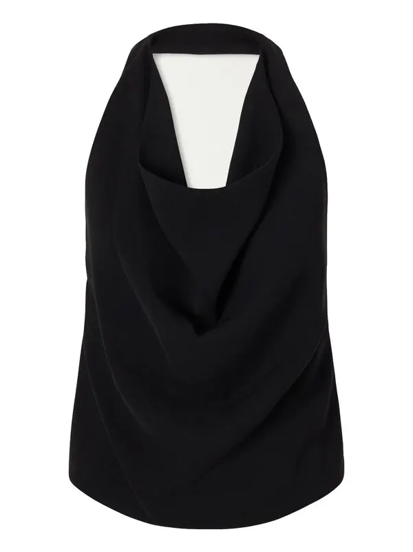 ILKYAZ OZEL Assisi Draped Crepe Top - Black