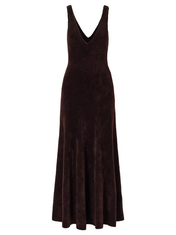 Gabriela Hearst Lady Hall Plush Cashmere And Silk-blend Maxi Dress - Brown