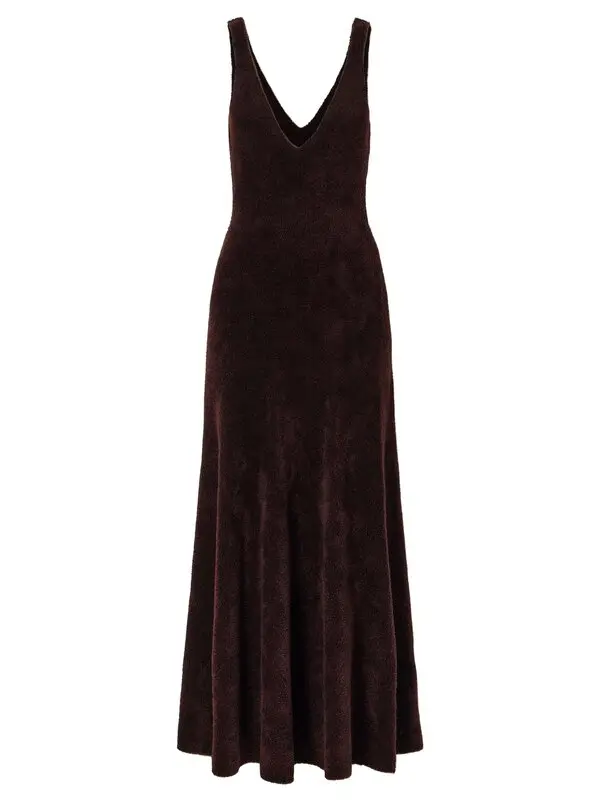 Gabriela Hearst Lady Hall Plush Cashmere And Silk-blend Maxi Dress - Chocolate