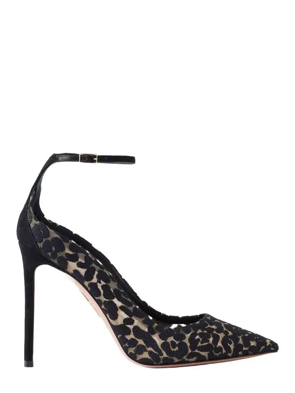 AQUAZZURA Panthera 105 Leopard-print Leather Pumps - Black