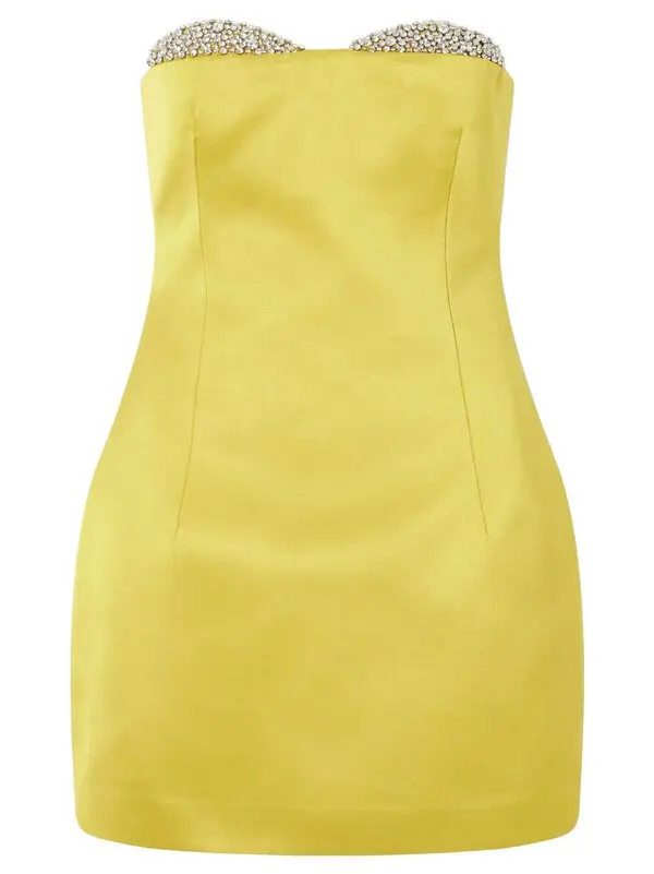ILKYAZ OZEL Noelie Embellished Satin Mini Dress - Chartreuse
