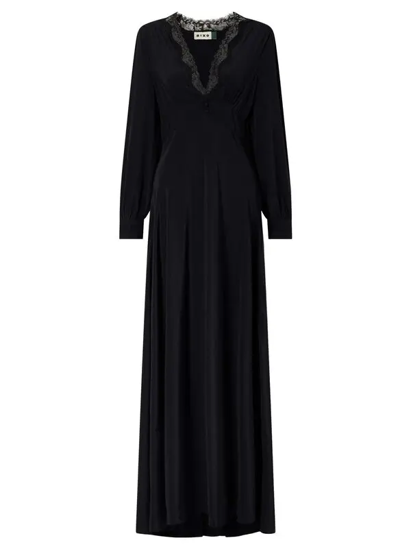 Rixo Emory Lace-trimmed Silk-crepe De Chine Maxi Dress - Black