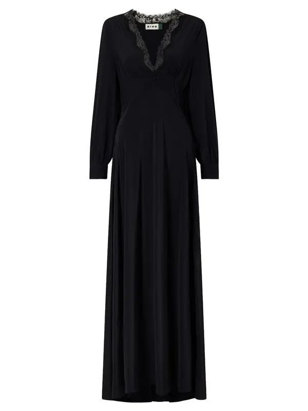 Rixo Emory Lace-trimmed Silk-crepe De Chine Maxi Dress - Black