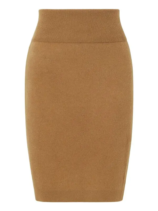 Stella McCartney Wool Midi Skirt - Camel