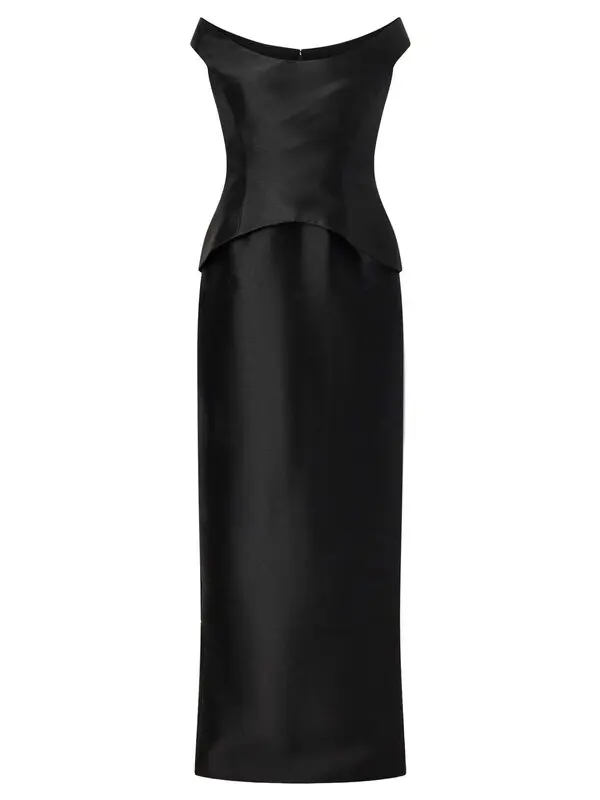 Solace London Pieta Off-the-shoulder Twill Gown - Black
