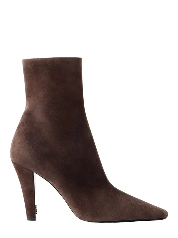 Saint Laurent Jill 95 Suede Ankle Boots - Brown