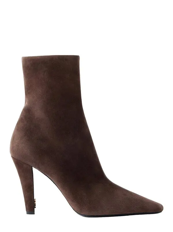 Saint Laurent Jill 95 Suede Ankle Boots - Brown