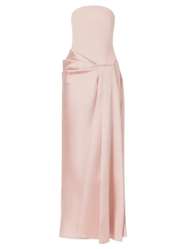 Solace London Seri Strapless Crepe Gown - Pink
