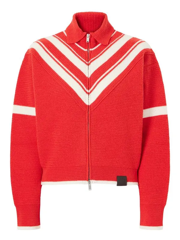 Stella McCartney Striped Wool Zip-up Cardigan - Red