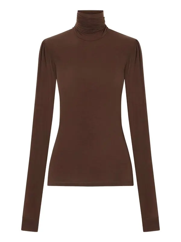 Saint Laurent Crepe De Chine Top - Dark Brown