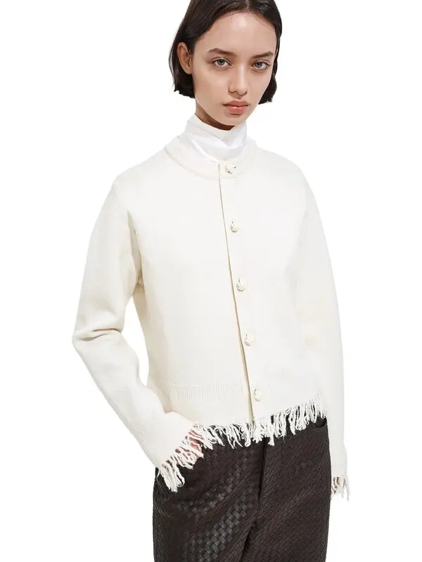 Bottega Veneta Wool Felted Cardigan - Chalk