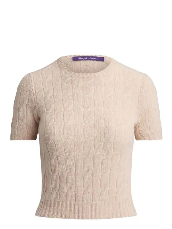 Ralph Lauren Cable-knit Cashmere Cropped Sweater - Sand